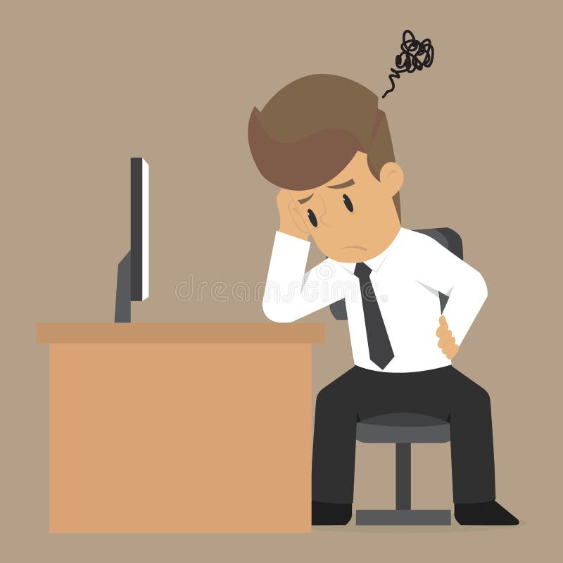 Preoccupied Business Man is Standing Near the Closed Door and ...