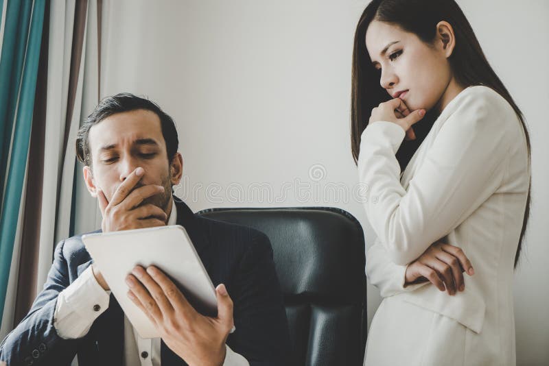 Business Man Worrying about the Report on Tablet Stock Photo - Image of ...