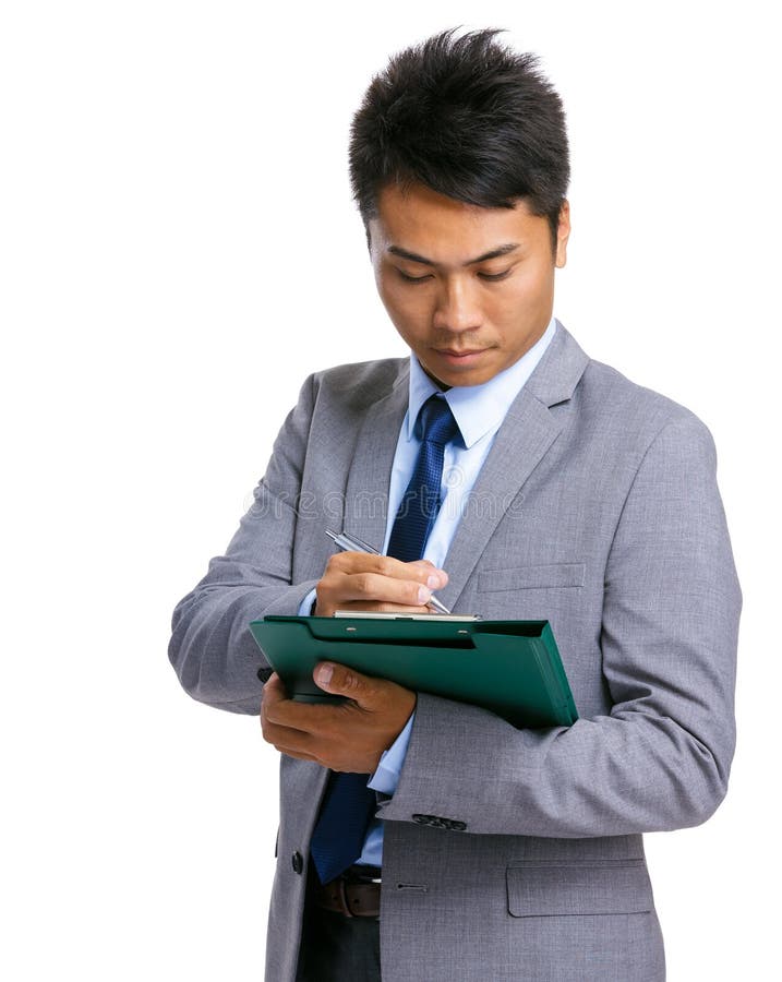 Business Man Write On Clipboard Stock Image - Image of idea, folder ...