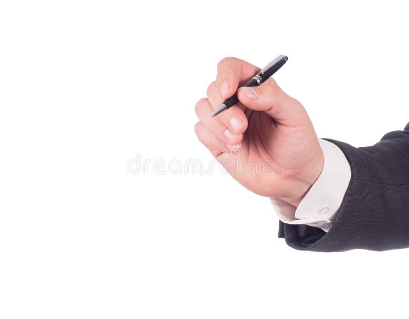 Business Man Write on Empty Copy Space Isolated on White in Studio ...