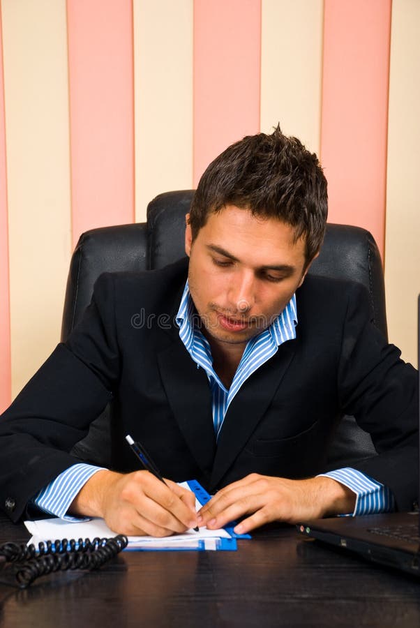 Business man writing stock photo. Image of person, businesspeople ...