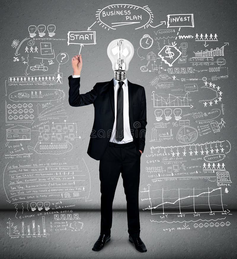 Business Man Writing Business Plan Stock Photo - Image of brainstorming ...