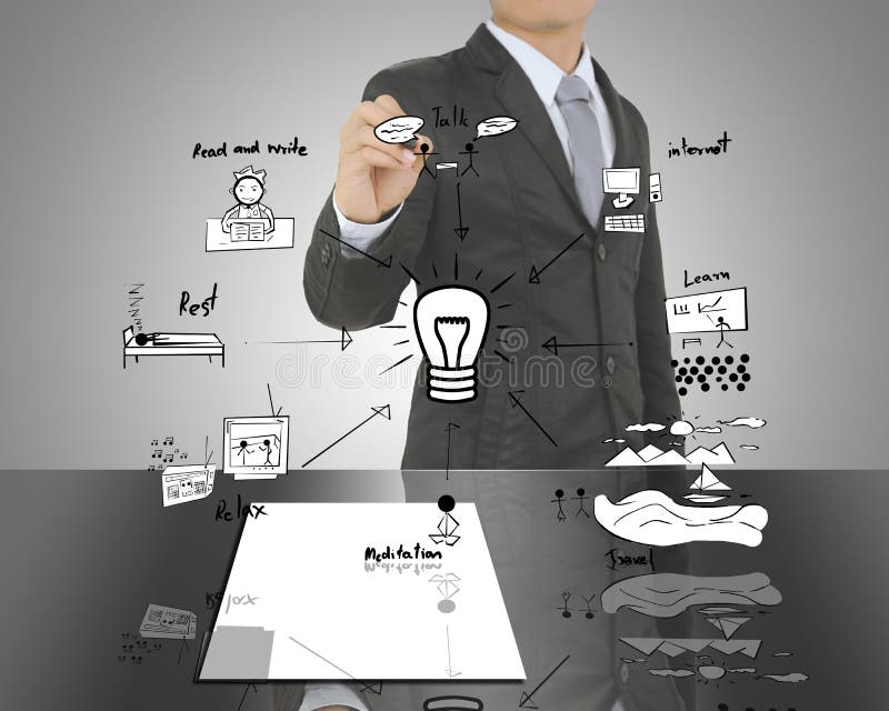 Business Man Writing Concept of Paper Create Idea for Present Stock ...