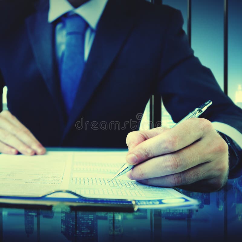 Business Man Writing on a Conference Table Concept Stock Photo - Image ...