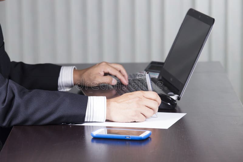 Business Man Writing Document Stock Image - Image of management, people ...