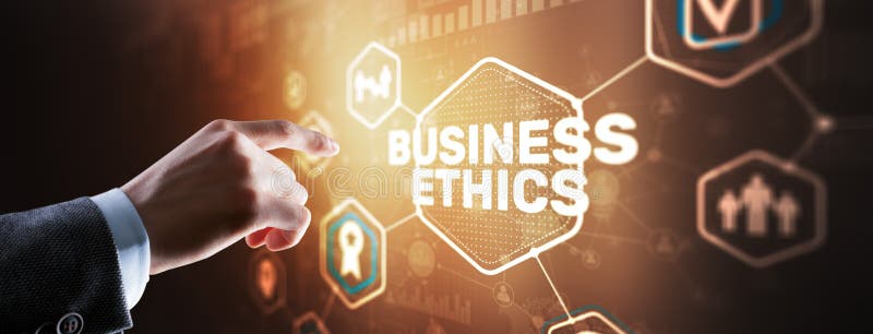 Business Man Writing Business Ethic Concept on Virtual Screen Stock ...