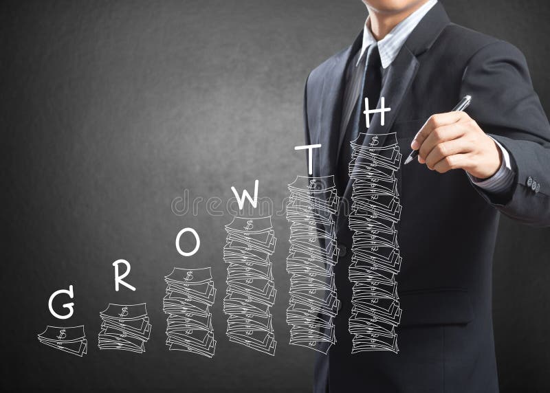 Business Man Writing Growth Concept Stock Photo - Image of diagram ...