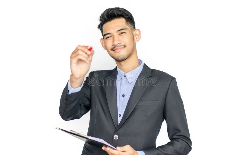Business Man Writing Notes in Personal Notebook with Right Hand ...