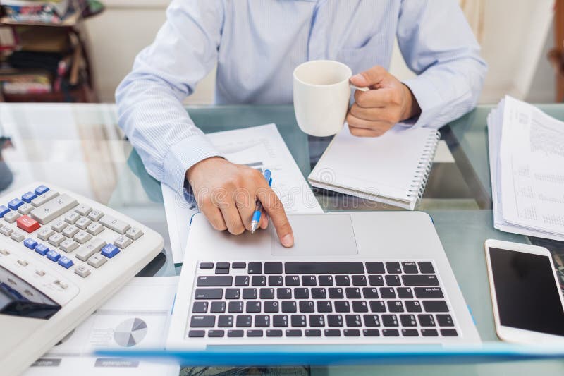 Business Man Writing on Notebook during Working Stock Photo - Image of ...