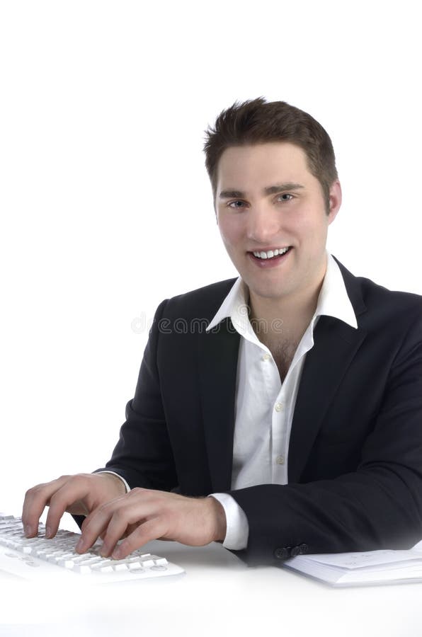 Business Man Writing at Office Desk Stock Image - Image of gesture ...