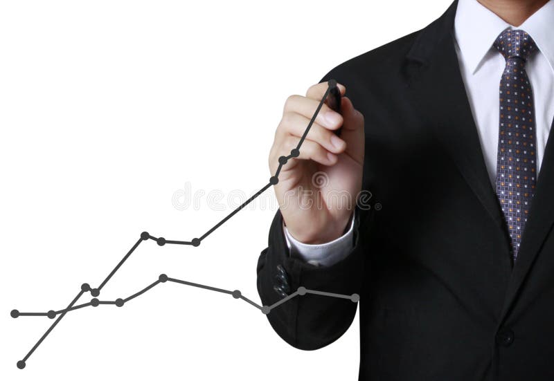 Business Man Writing Over Target Graph Stock Photo - Image of boom ...