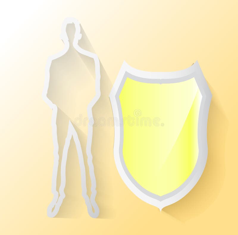 Business Man with Yellow Shield Stock Vector - Illustration of agent ...