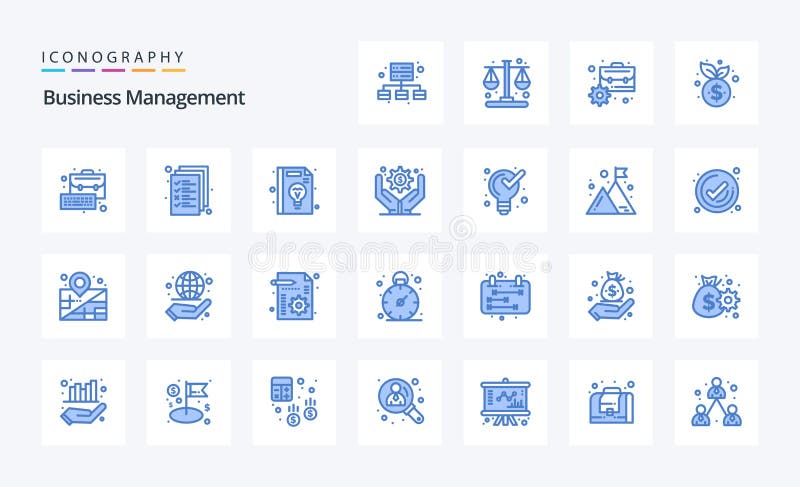 25 Business Management Blue Icon Pack Stock Vector - Illustration of ...