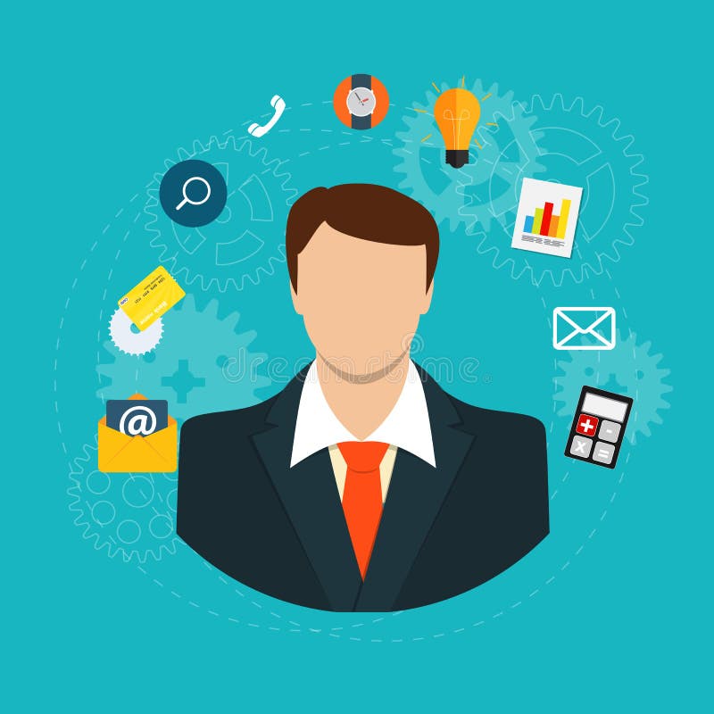 Business Management Concept in Modern Flat Style Vector Illustration ...