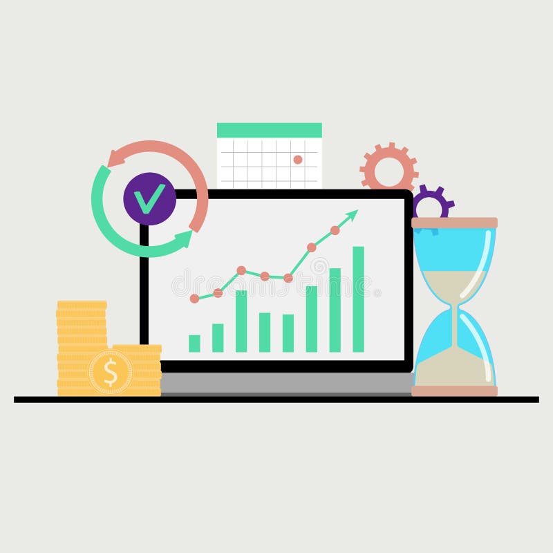 Business Management and Control. Ascending Chart on Laptop, Validation ...