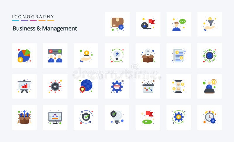 25 Business and Management Flat Color Icon Pack Stock Vector ...