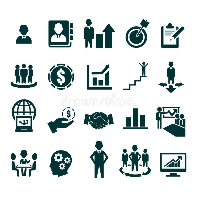 Human, Business, and Management Icons Set Illustration. Stock Vector ...