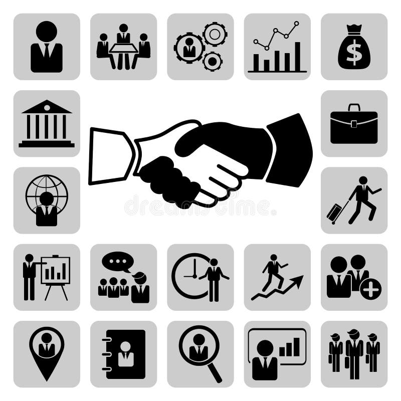 Business, Management and Human Resource Icons Set Stock Illustration ...