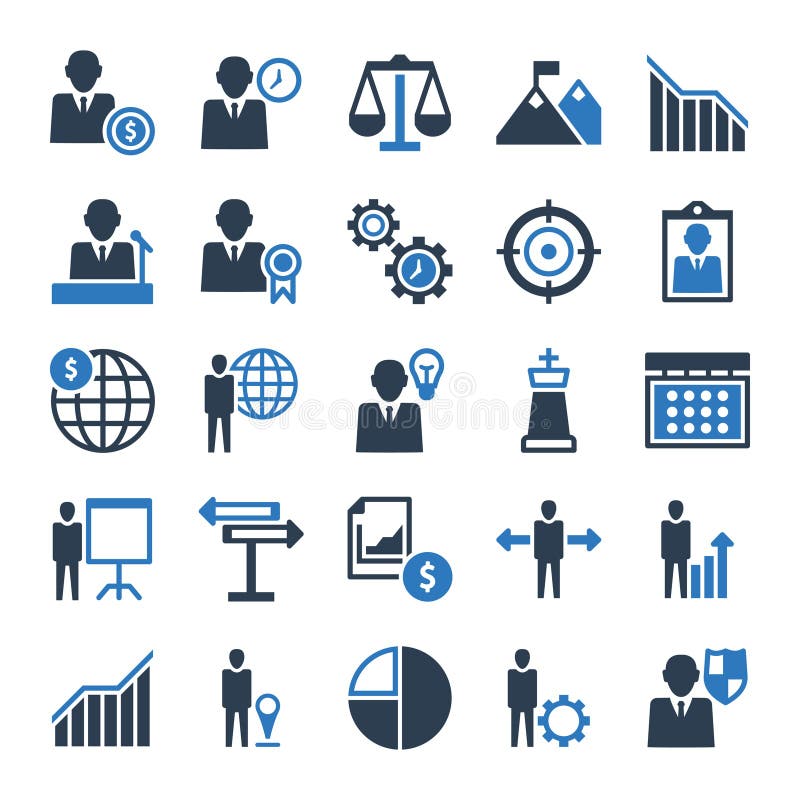 Business Management Icon Set Stock Illustration - Illustration of ...