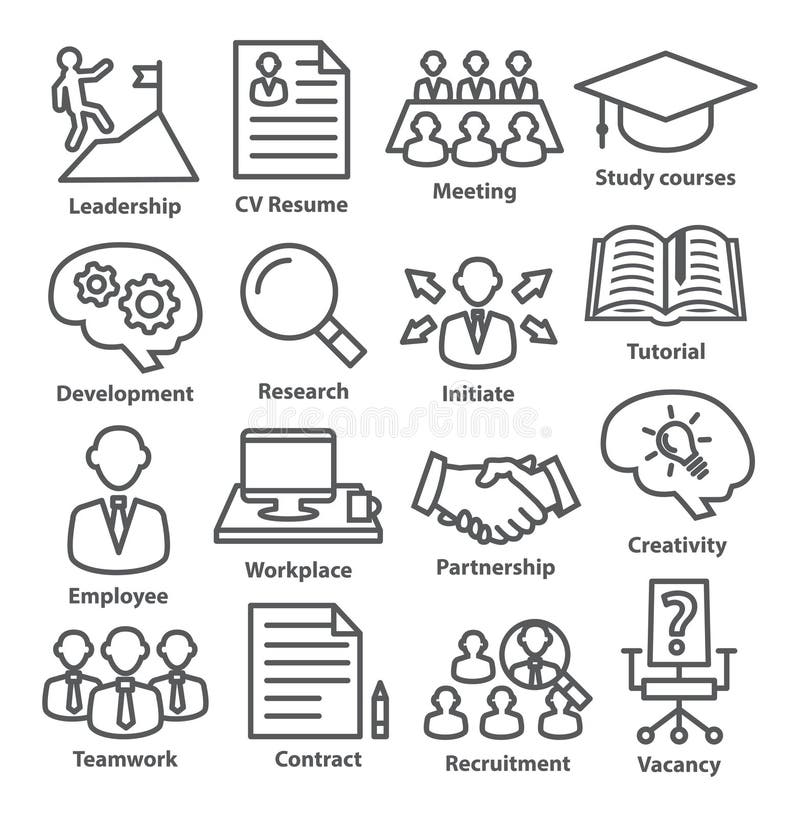 Business Management Icons in Line Style. Pack 20. Stock Vector ...