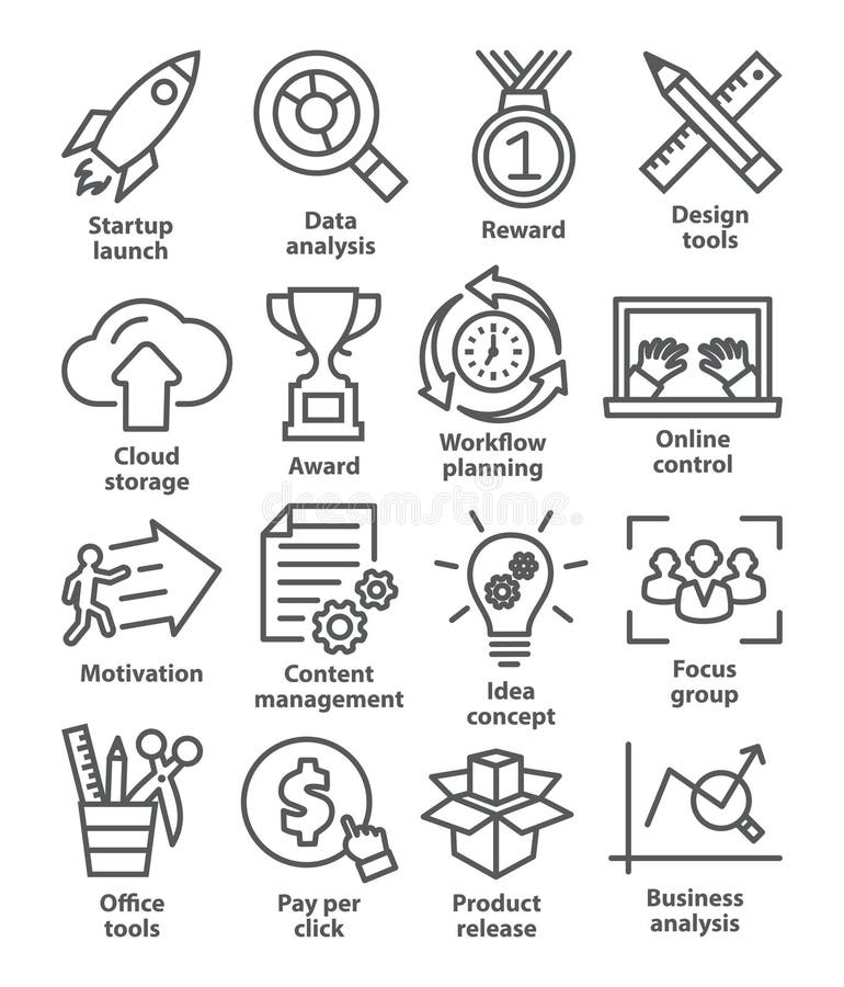 Business Management Icons in Line Style. Pack 28. Stock Vector ...