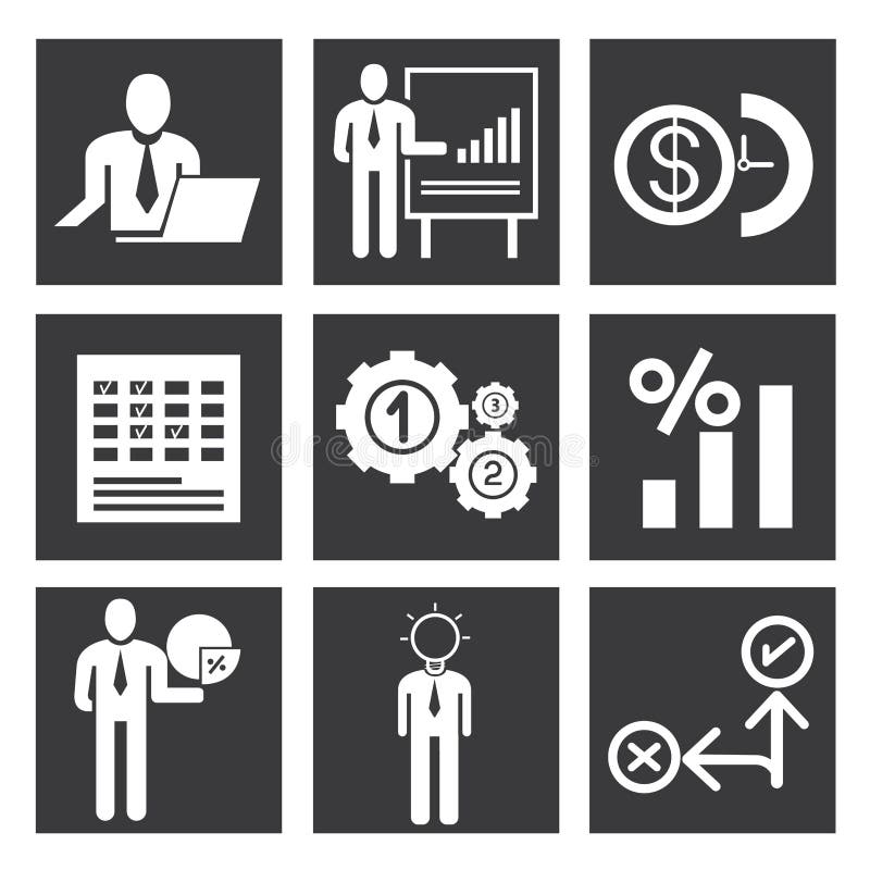 Business management icons stock illustration. Illustration of ...