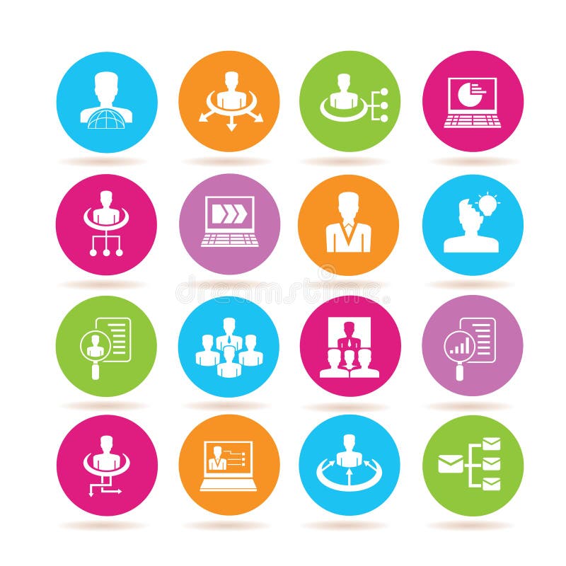 Business management icons stock illustration. Illustration of colorful ...