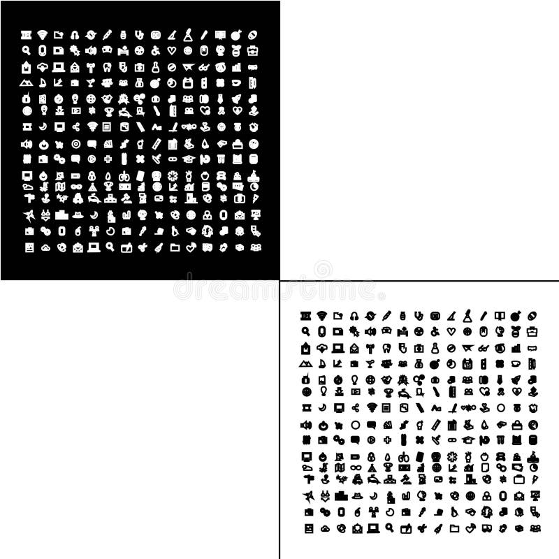 Business Management Line Icons on Black Background Stock Illustration ...