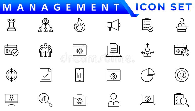 Business and Management Line Icons Set. Management Icon Collection ...