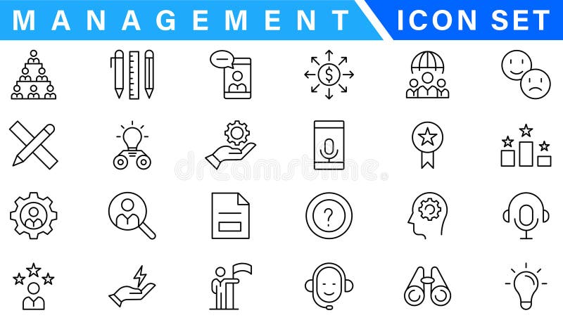 Business and Management Line Icons Set. Management Icon Collection ...