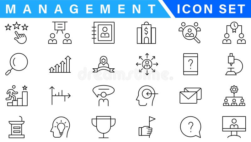 Business and Management Line Icons Set. Management Icon Collection ...