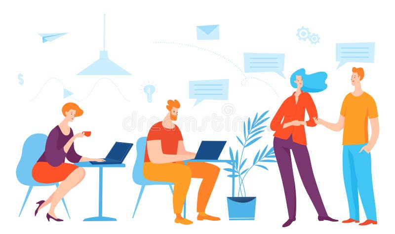 Business Managing Process Concept Art Vector Illustration. People Work ...