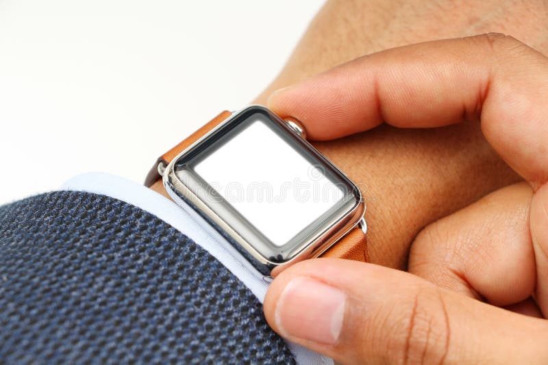 Business Mans Hand with a Smart Watch and Blank Space for Your Logo ...
