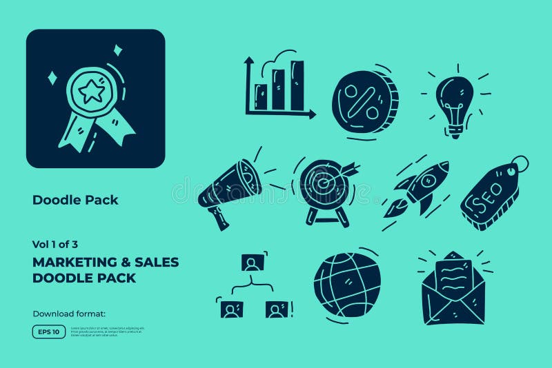 Business and Marketing Doodle Icon Illustration Set with Solid Style ...