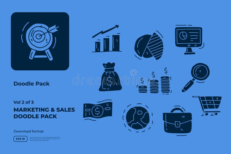 Business and Marketing Doodle Icon Illustration Set with Solid Style ...