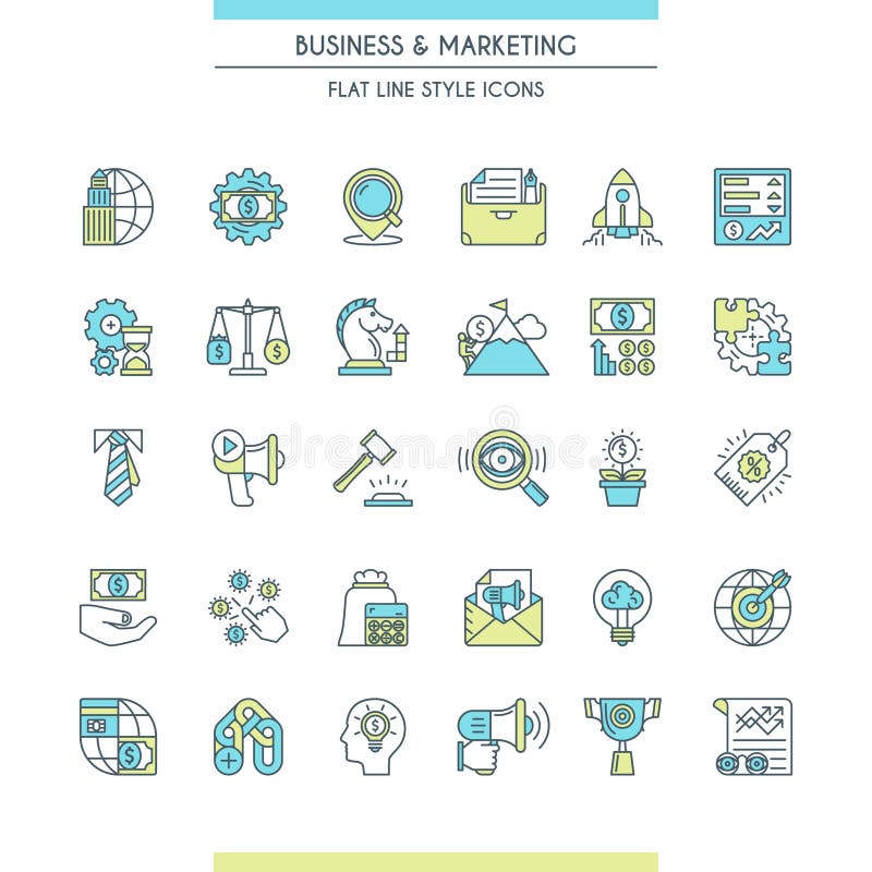 Business and Marketing Icons Stock Illustration - Illustration of ...