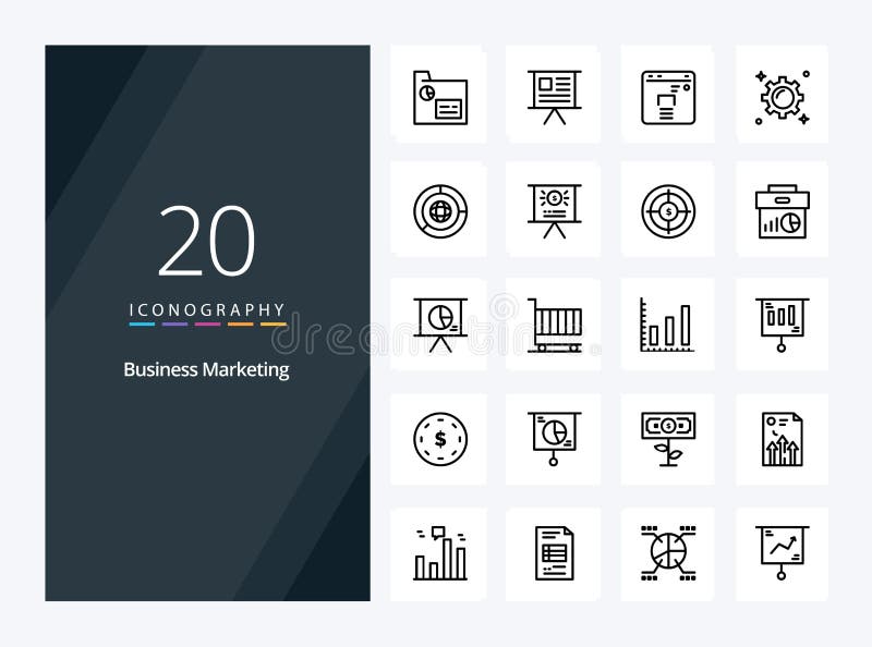 20 Business Marketing Outline Icon for Presentation Stock Vector ...