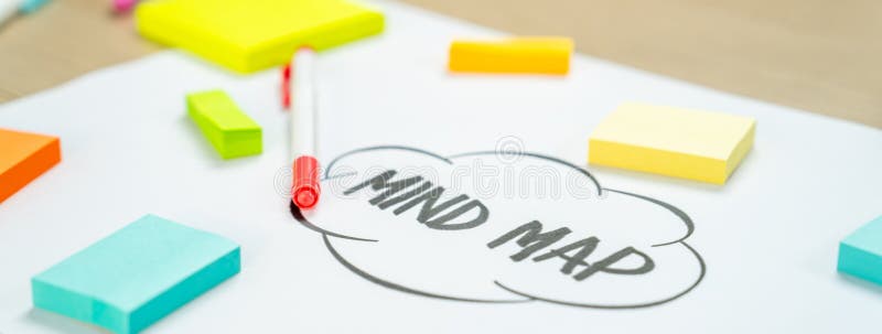 Marketing Strategy Mind Map and Sticky Notes Placed on Office Table ...