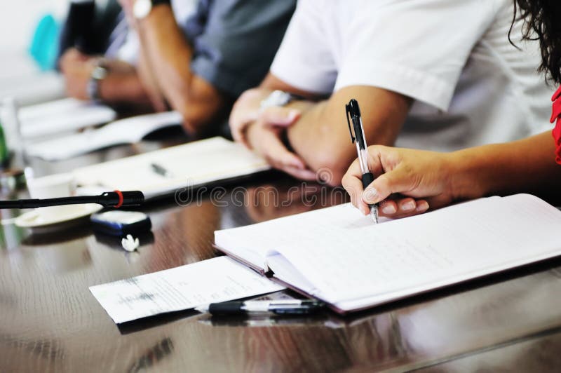 Business People Writing Notes in Meeting Stock Image - Image of meeting ...