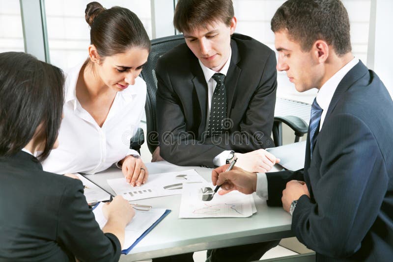 Business Team Negotiating with a Customer Stock Image - Image of ...
