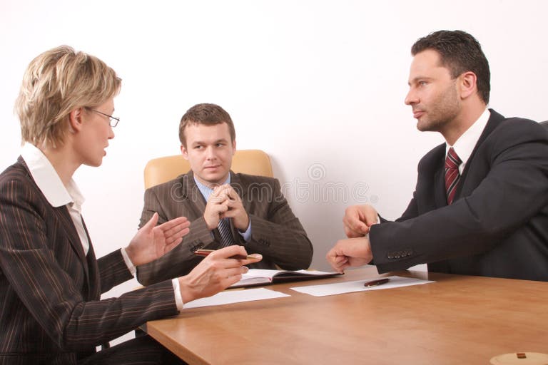 Business Meeting of 3 Persons Stock Image - Image of committee ...
