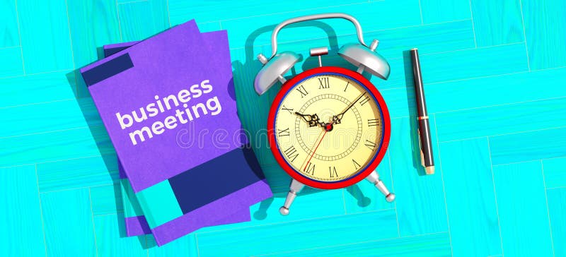 Business Meeting , Alarm Clock and Pen Stock Illustration ...