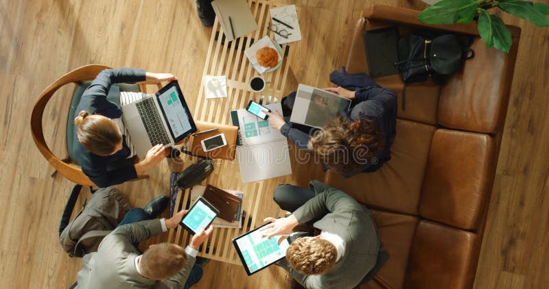 Business Meeting, App Developer and People Planning Digital Software ...