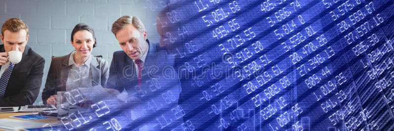 Business Meeting with Blue Finance Graph Transition Stock Image - Image ...