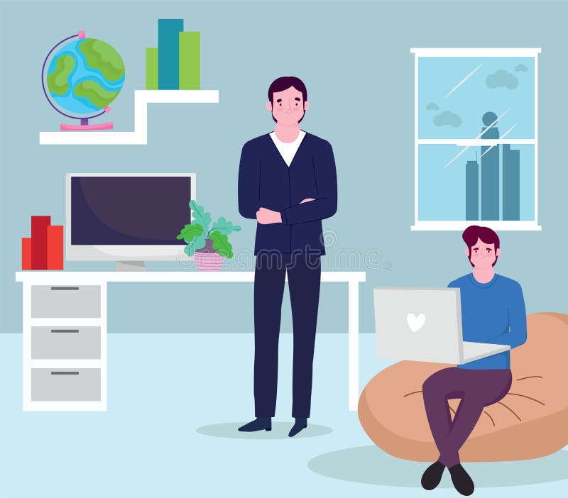 Business Meeting, Boss and Worker Working with Laptop in the Office ...