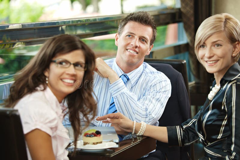 Business meeting in cafe stock image. Image of female - 10993249