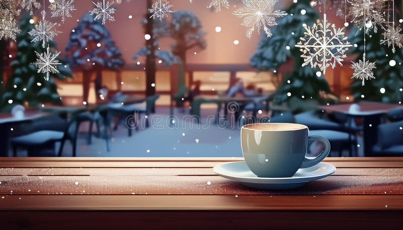 Business Meeting in Cafe, Winter Setting, Coffee on Table Stock ...