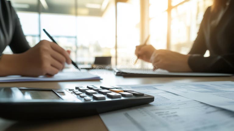 The Business Meeting with Calculations.AI Generated Image Stock Photo - Image of team, documents ...