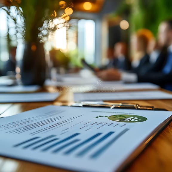 Business Meeting with Charts and Data on Table in Modern Office Stock ...