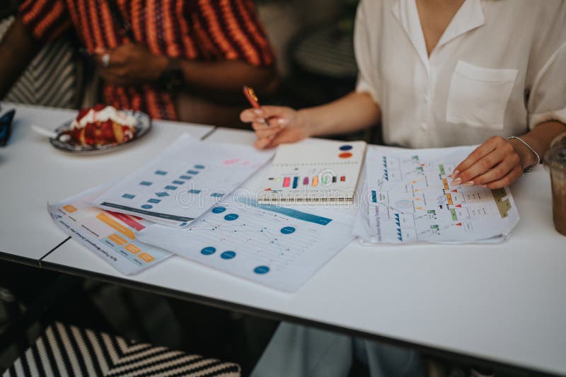 Business Meeting with Colleagues Analyzing Data Charts and Planning a ...